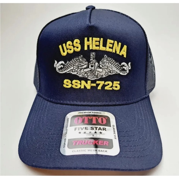 Other | Uss Helena Ssn725 Mesh Snapback Cap Hat Navy Blue Boat ...